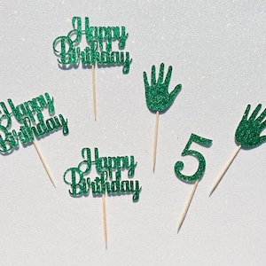 Hand Cupcake Toppers, Five Finger Hand Cupcake Toppers, 5th Birthday ...
