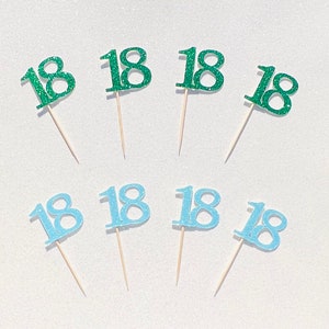 Glitter Number 18 Cupcake Toppers, 18th Birthday Party Picks - Etsy