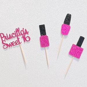 Nail Polish Cupcake Topper, Spa Day Birthday Party Cupcake Topper ...