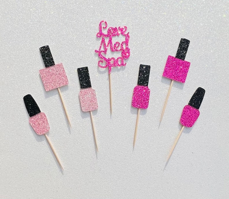 Nail Polish Cupcake Topper, Spa Day Birthday Party Cupcake Topper ...