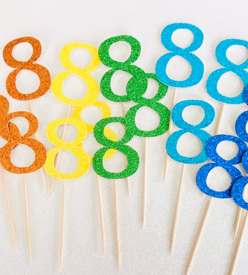 Number 8 Cupcake Topper Glitter Number 8 Birthday Topper | Etsy