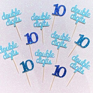 DOUBLE DIGITS 10th Birthday Cupcake Toppers, Double Digits Picks, 10th ...