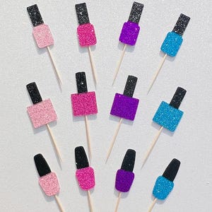 Nail Polish Cupcake Topper, Spa Day Birthday Party Cupcake Topper ...