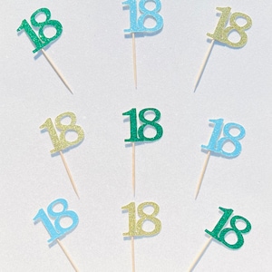 Number 18 Cupcake Toppers, Number 18 Food Picks, Number Birthday Topper ...