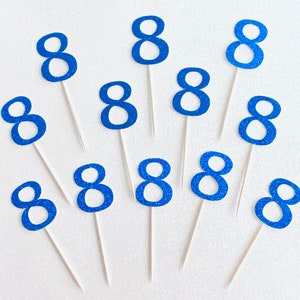 Number 8 Cupcake Topper Glitter Number 8 Birthday Topper | Etsy