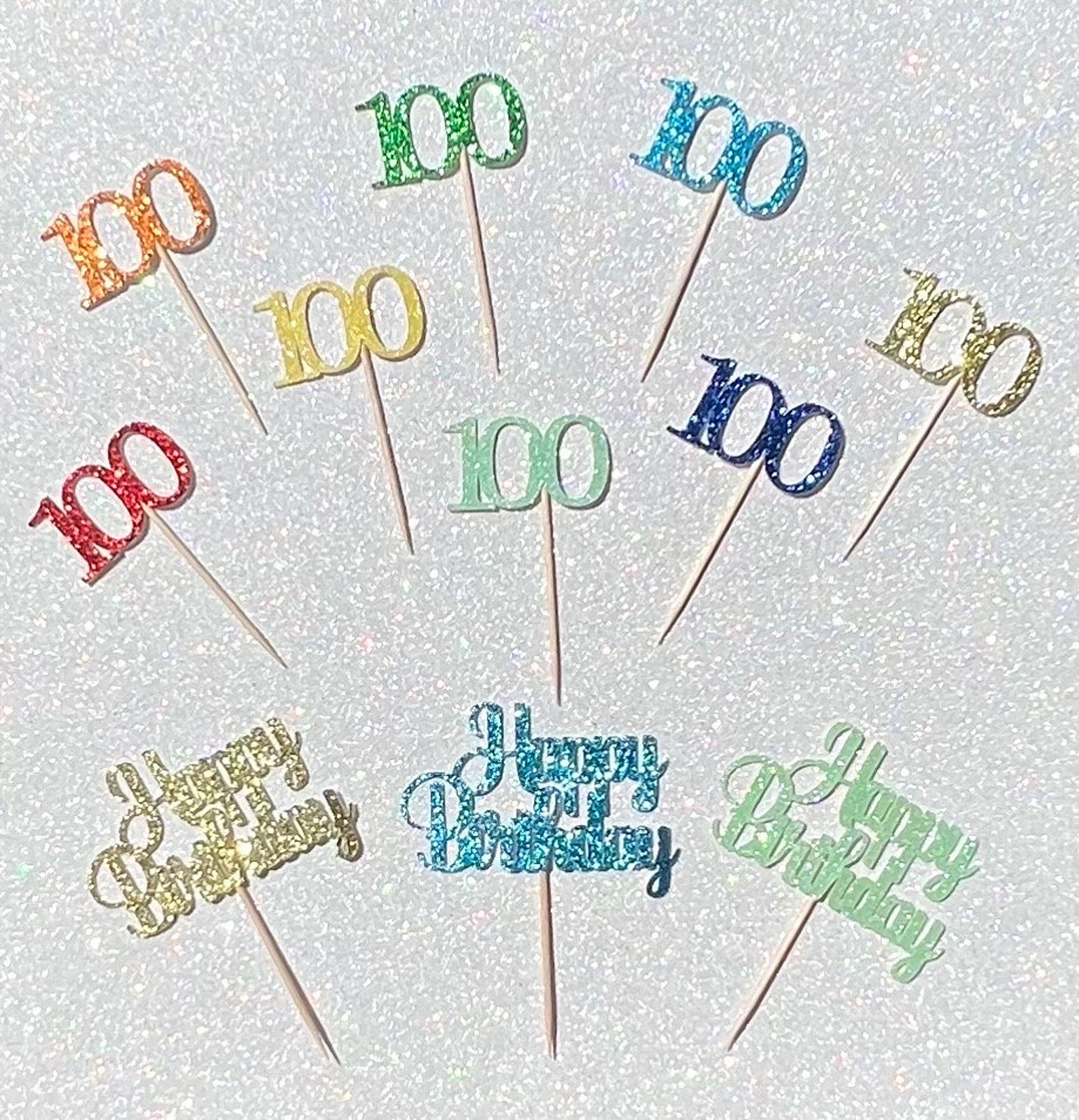 Glitter Number 100 Cupcake Topper, Centenary Birthday Party Decor - Etsy