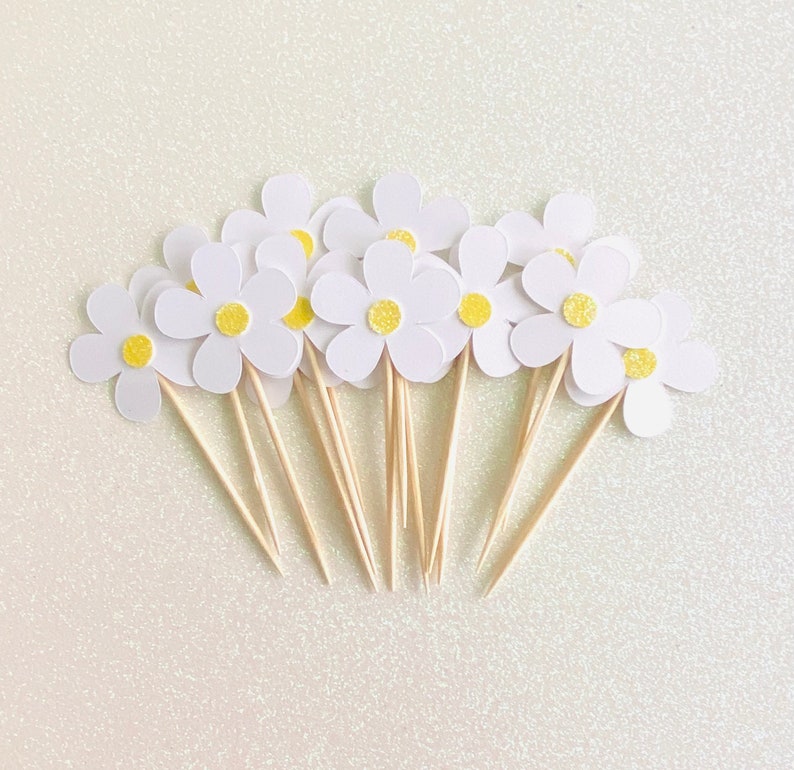 Daisy Flower Cupcake Toppers Spring Flower Cupcake Toppers - Etsy