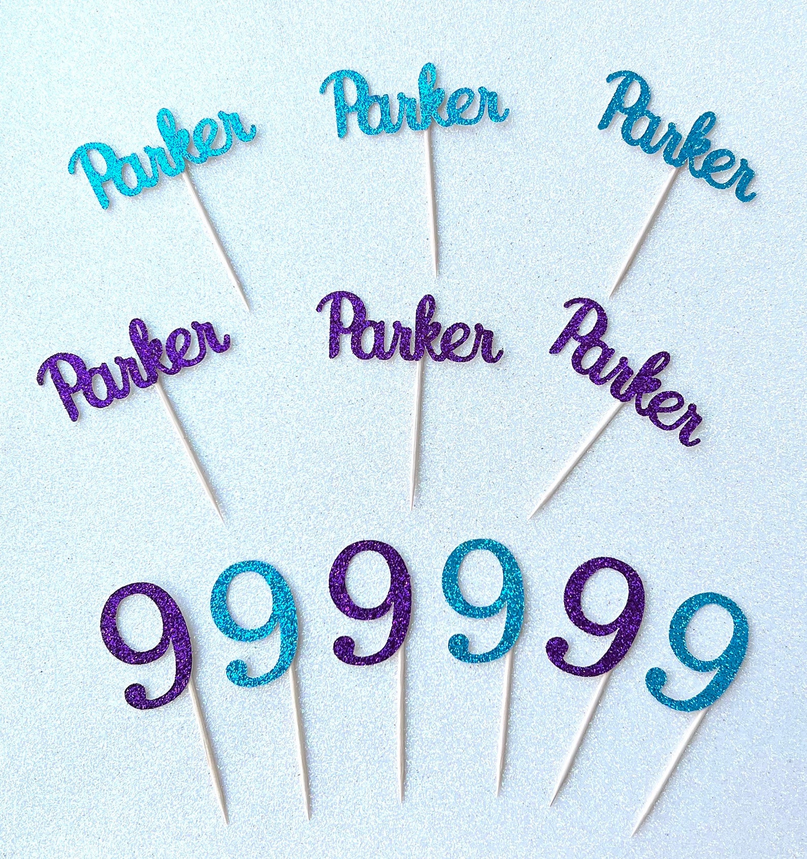 Number 9 Cupcake Toppers Glitter Number 9 Birthday Cupcake - Etsy