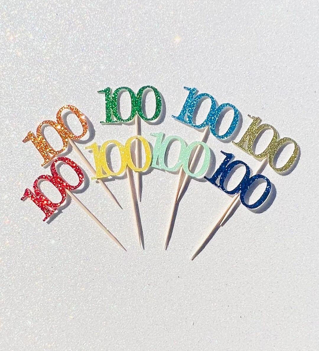 Glitter Number 100 Cupcake Topper, Centenary Birthday Party Decor - Etsy
