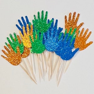 Hand Cupcake Toppers, Five Finger Hand Cupcake Toppers, 5th Birthday ...