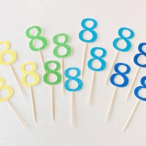Number 8 Cupcake Topper, Glitter Number 8 Birthday Topper, Number 8 ...
