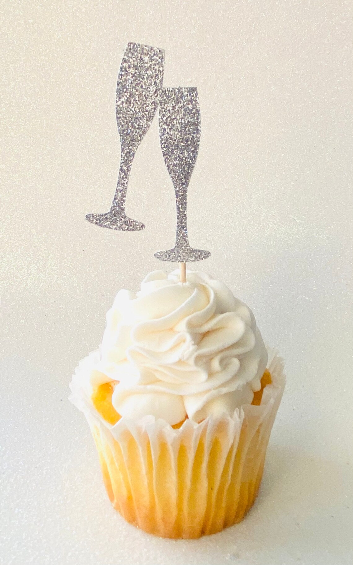 Glitter Champagne Flute Cupcake Topper Champagne Flute | Etsy