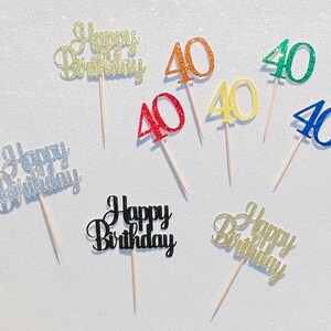 Number 40 Birthday Cupcake Topper, Number 40 Food Pick, Fabulous 40 ...