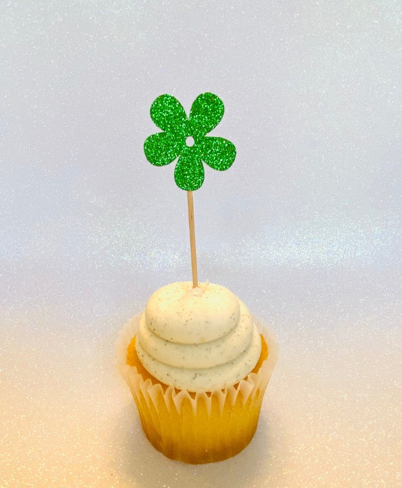 Glitter Flower Cupcake Topper Colorful Spring Flower Cupcake - Etsy