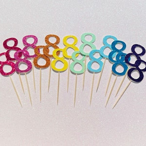 Number 8 Cupcake Topper Glitter Number 8 Birthday Topper - Etsy