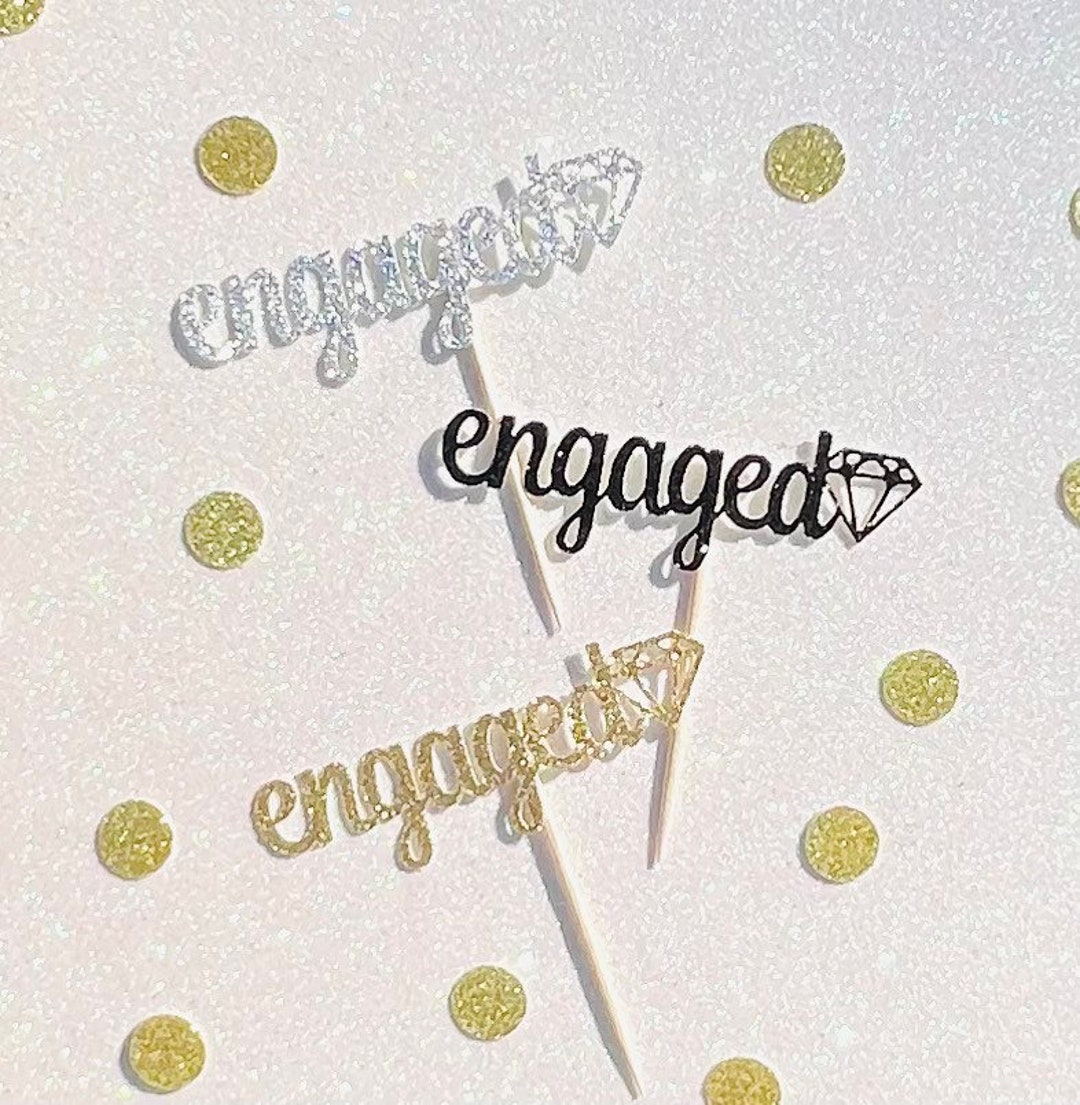 Engaged Cupcake Topper, Engagement Party Cupcake Picks, Wedding Toppers ...