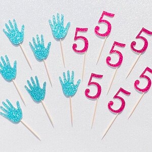 Hand Cupcake Toppers, Five Finger Hand Cupcake Toppers, 5th Birthday ...
