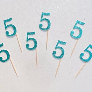 Number 5 Cupcake Topper Glitter Number 5 Birthday Topper - Etsy