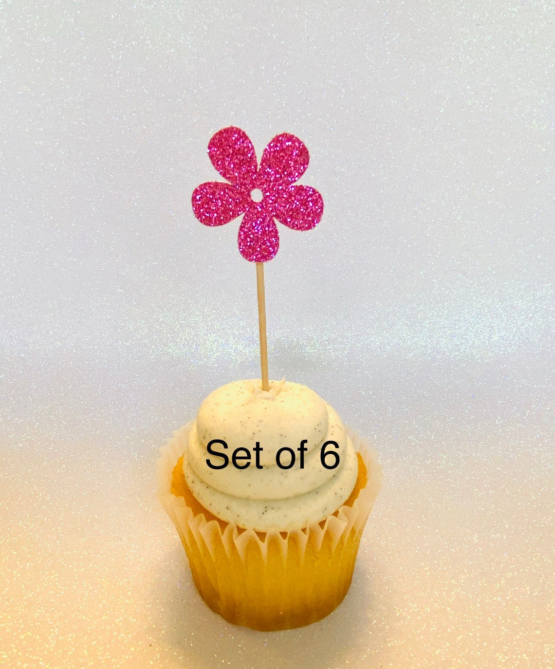 Glitter Flower Cupcake Topper Colorful Spring Flower Cupcake | Etsy