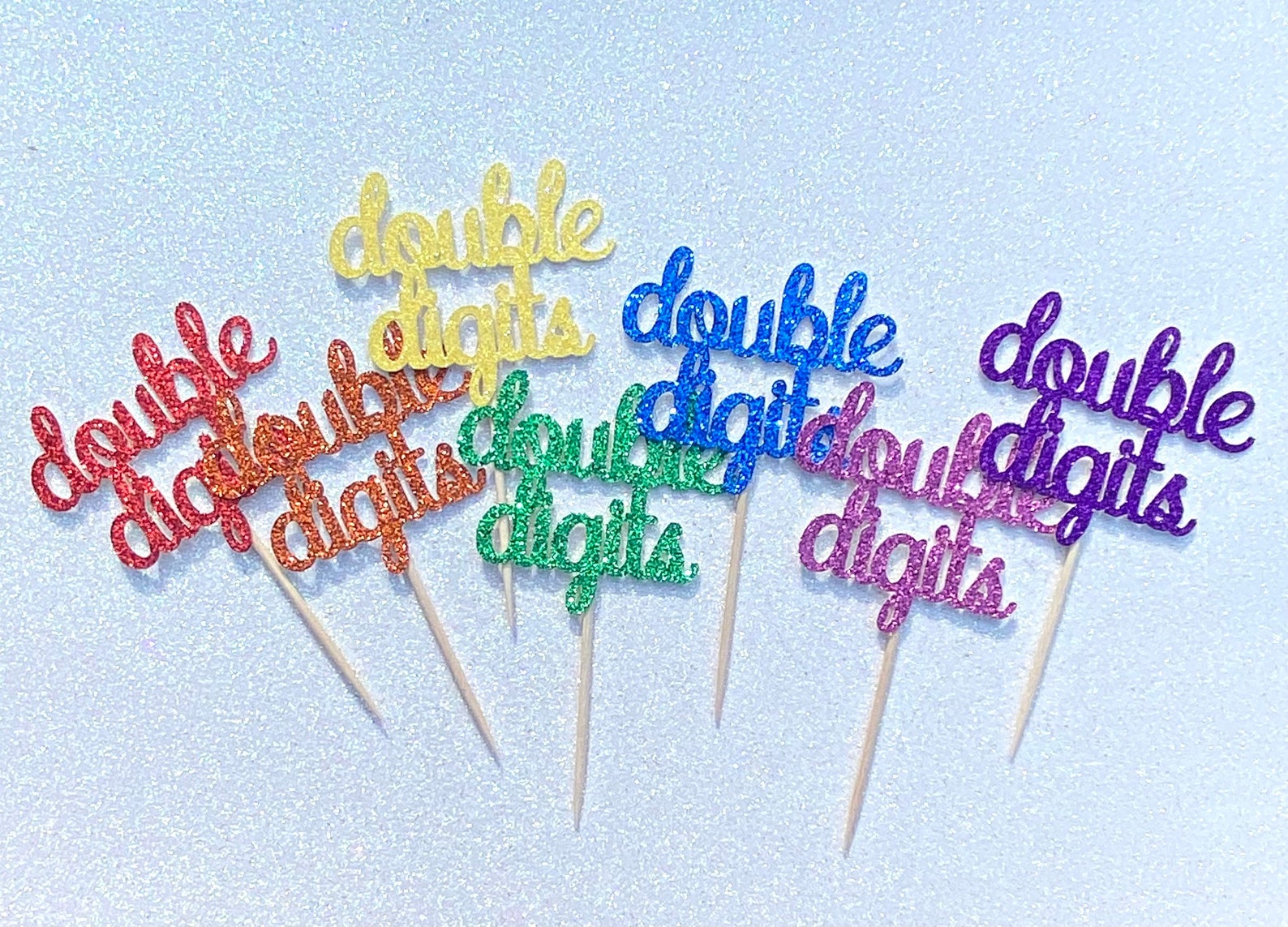 Double Digits Glitter 10th Birthday Cupcake Toppers - Etsy