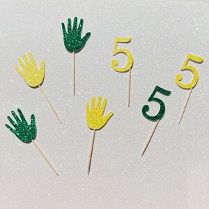 Hand Cupcake Toppers, Five Finger Hand Cupcake Toppers, 5th Birthday ...