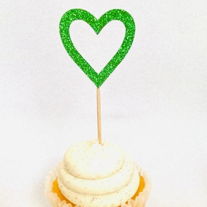 Heart Glitter Cupcake Topper Gold Glitter Engagement Heart | Etsy