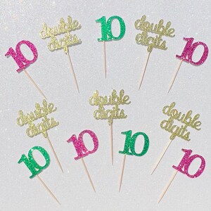 DOUBLE DIGITS 10th Birthday Cupcake Toppers, Double Digits Picks, 10th ...