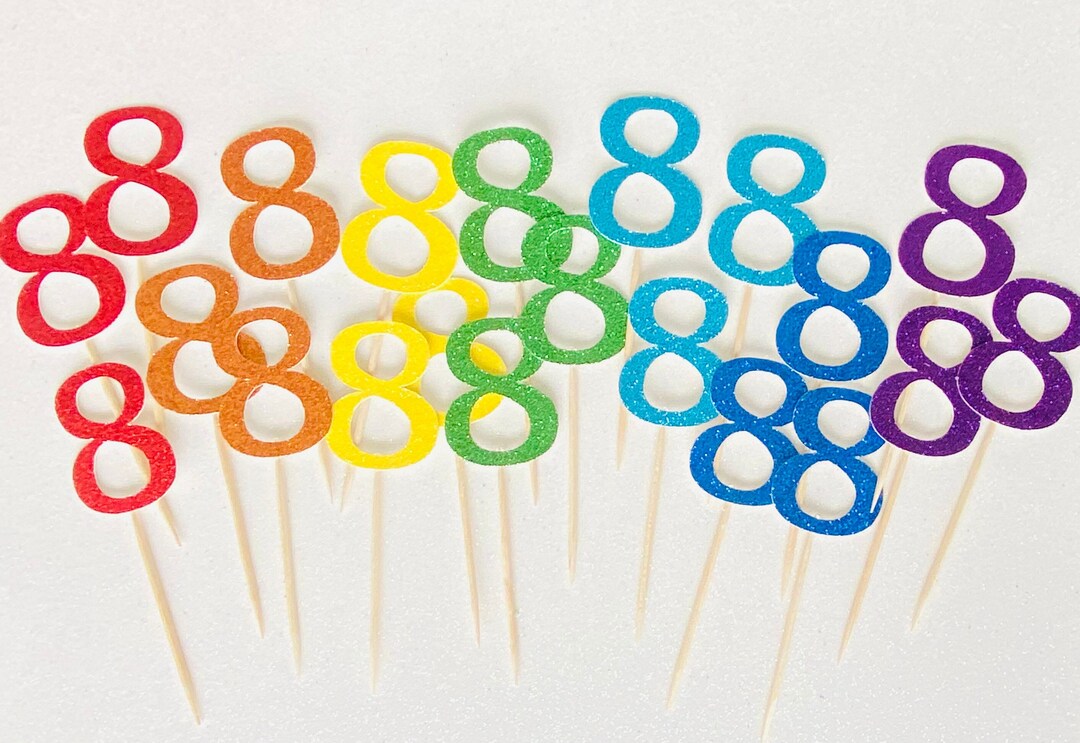 Number 8 Cupcake Topper, Glitter Number 8 Birthday Topper, Number 8 ...