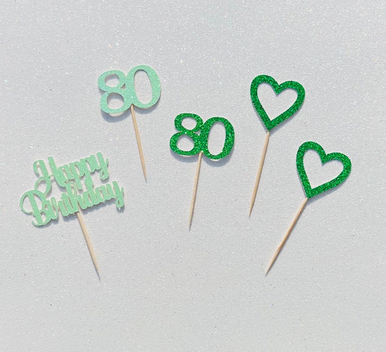 Number 80 Glitter Cupcake Toppers, 80th Birthday Party Decor - Etsy