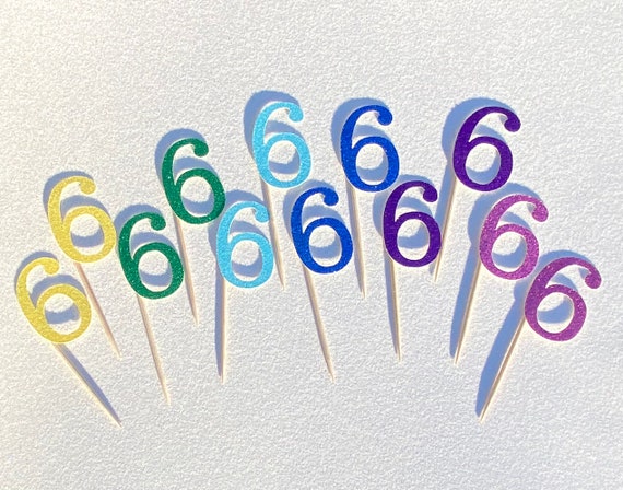Number 6 Cupcake Topper Glitter Number 6 Birthday Topper - Etsy