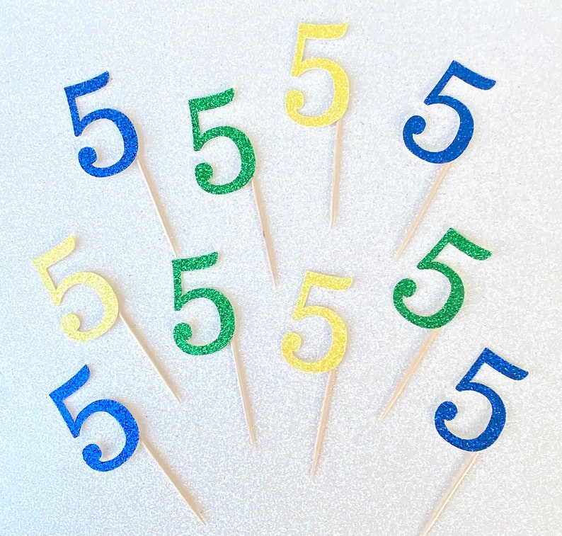 Number 5 Cupcake Topper Glitter Number 5 Birthday Topper - Etsy