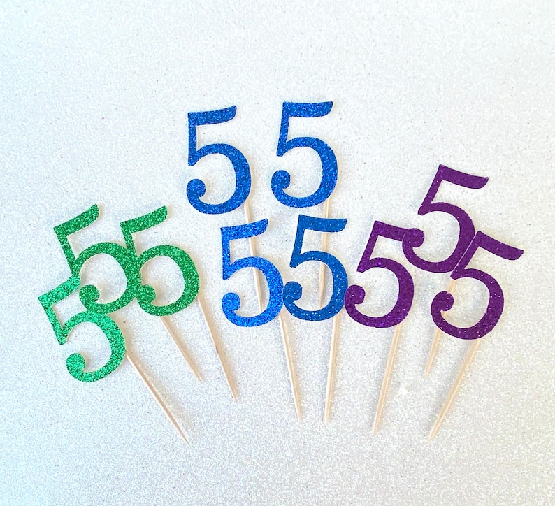 Number 5 Cupcake Topper Glitter Number 5 Birthday Topper - Etsy