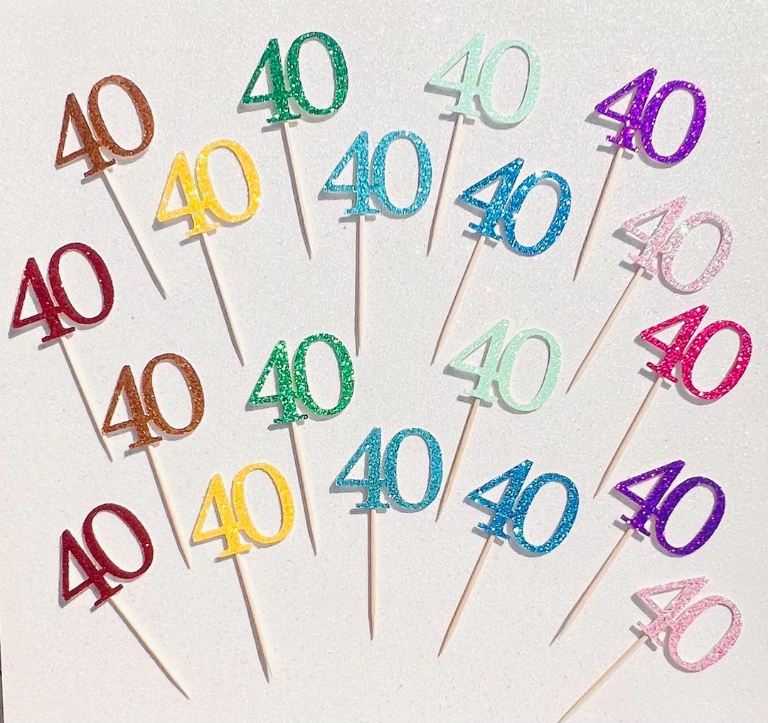 Number 40 Birthday Cupcake Topper, Number 40 Food Pick, Fabulous 40 ...