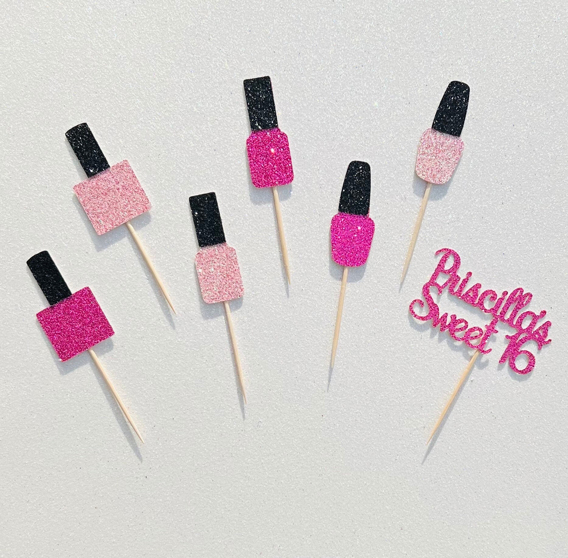 Nail Polish Cupcake Topper, Spa Day Birthday Party Cupcake Topper ...