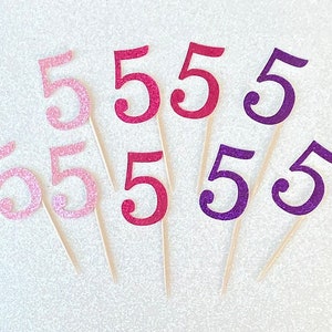 Number 5 Cupcake Topper Glitter Number 5 Birthday Topper - Etsy