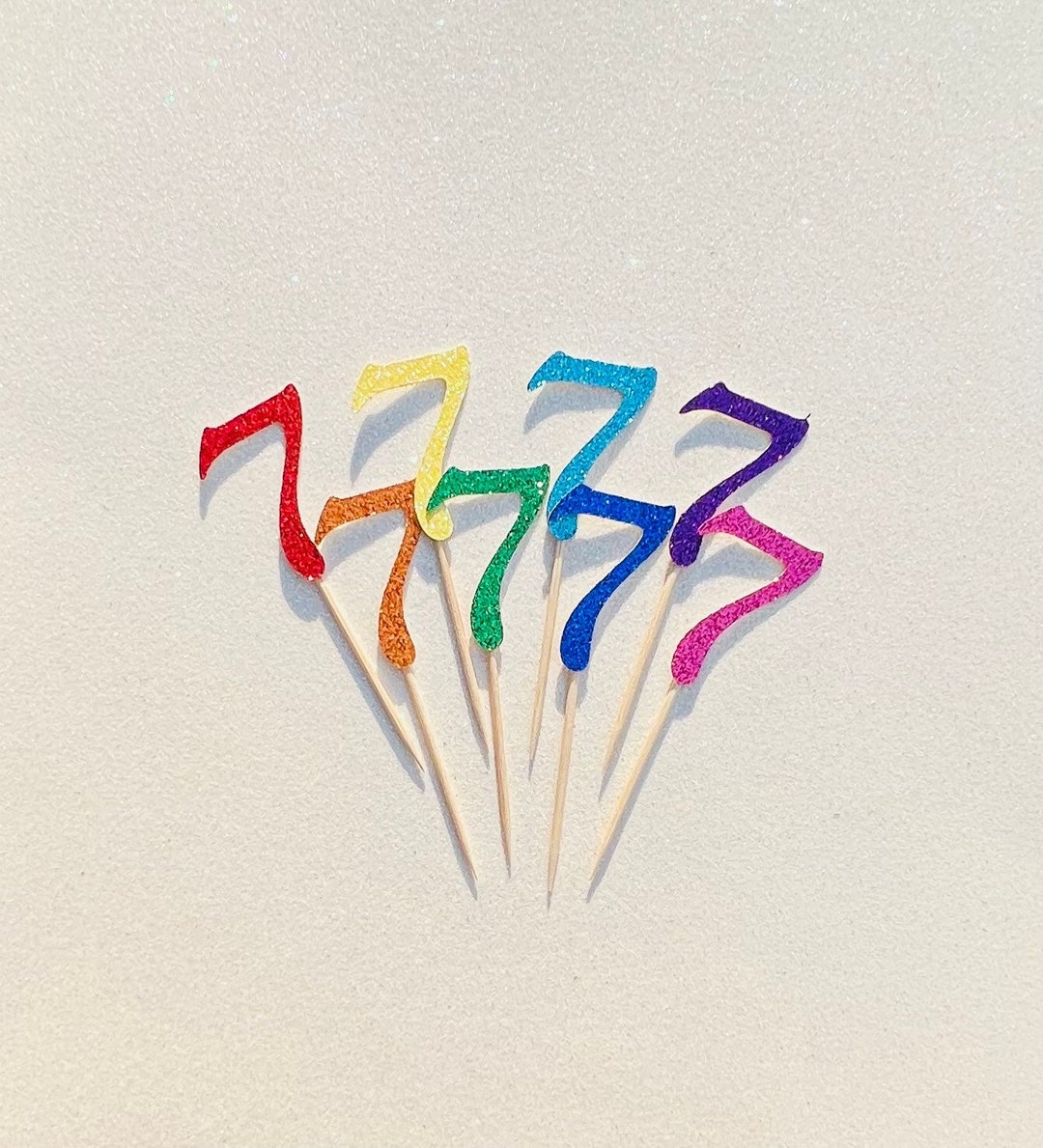 Number 7 Cupcake Topper, Glitter Number 7 Birthday Topper, Number 7 ...
