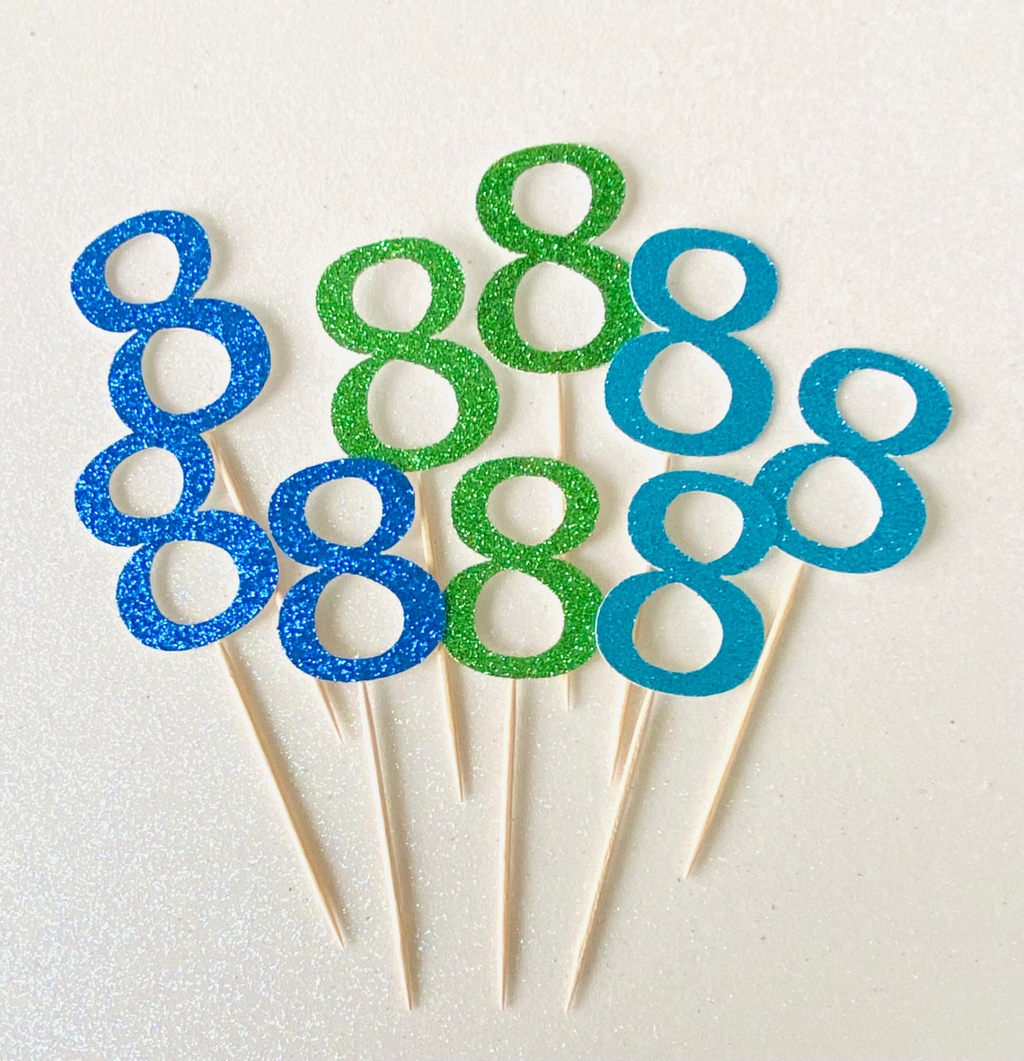 Number 8 Cupcake Topper Glitter Number 8 Birthday Topper | Etsy