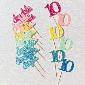DOUBLE DIGITS 10th Birthday Cupcake Toppers, Double Digits Picks, 10th ...