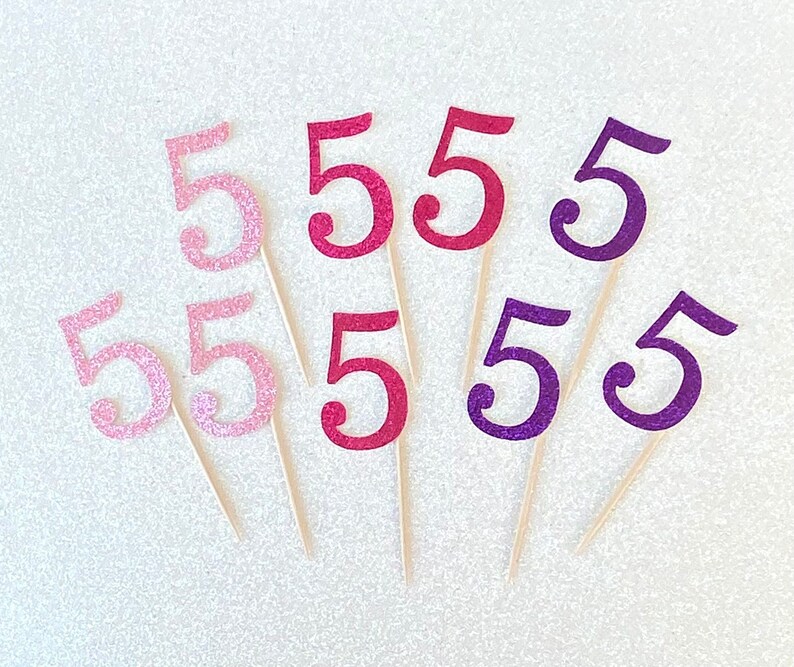 Number 5 Cupcake Topper Glitter Number 5 Birthday Topper - Etsy