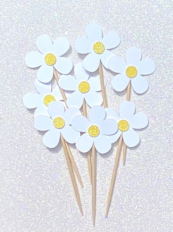Daisy Flower Cupcake Toppers Spring Flower Cupcake Toppers | Etsy