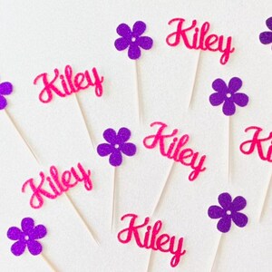 Glitter Flower Cupcake Topper, Colorful Spring Flower Cupcake Topper ...