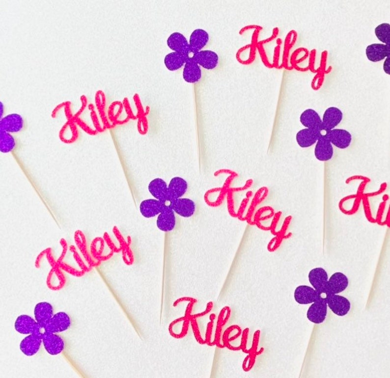 Glitter Flower Cupcake Topper Colorful Spring Flower Cupcake - Etsy