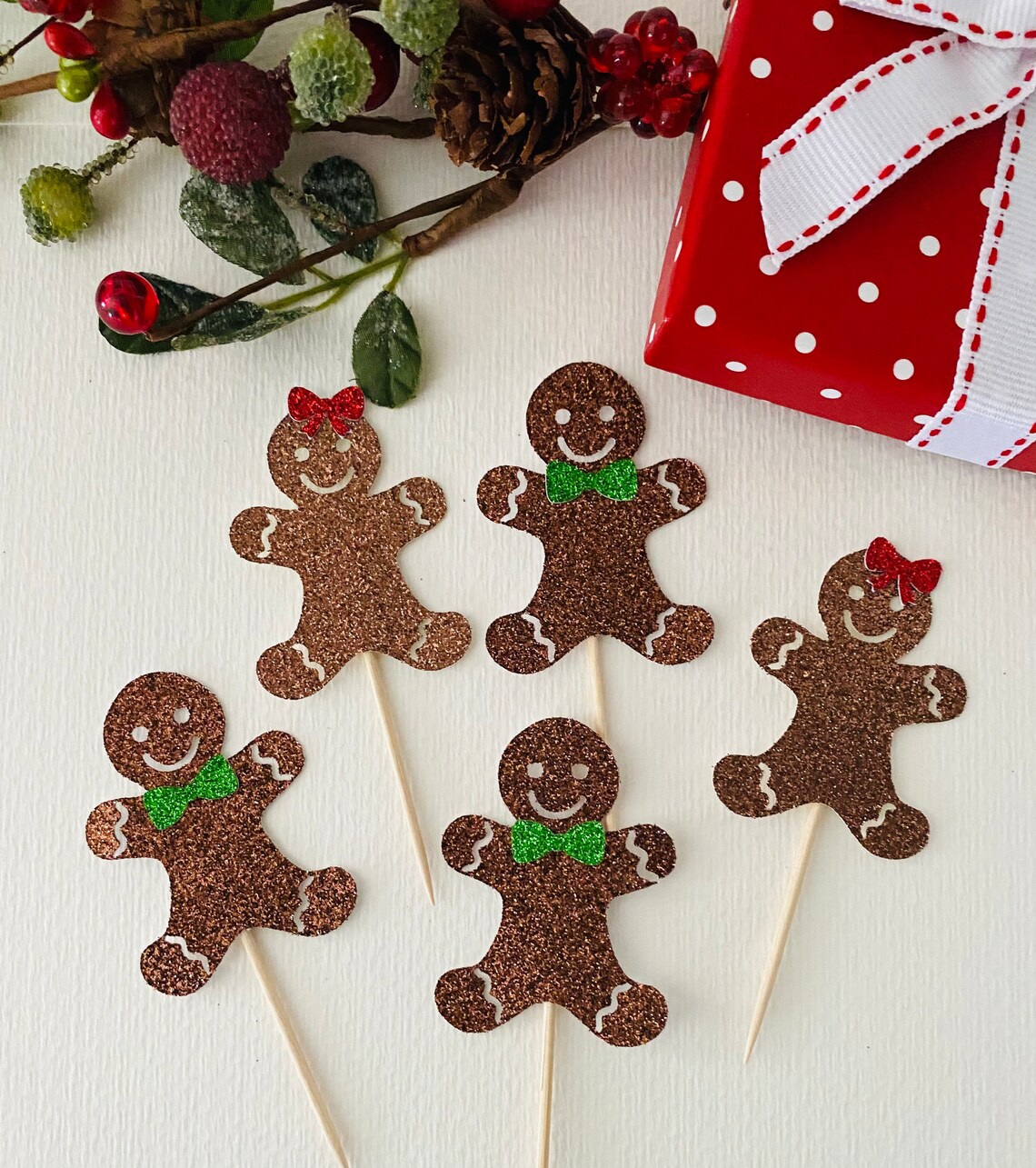Gingerbread Man Gender Reveal Cupcake Topper Christmas Gender | Etsy ...