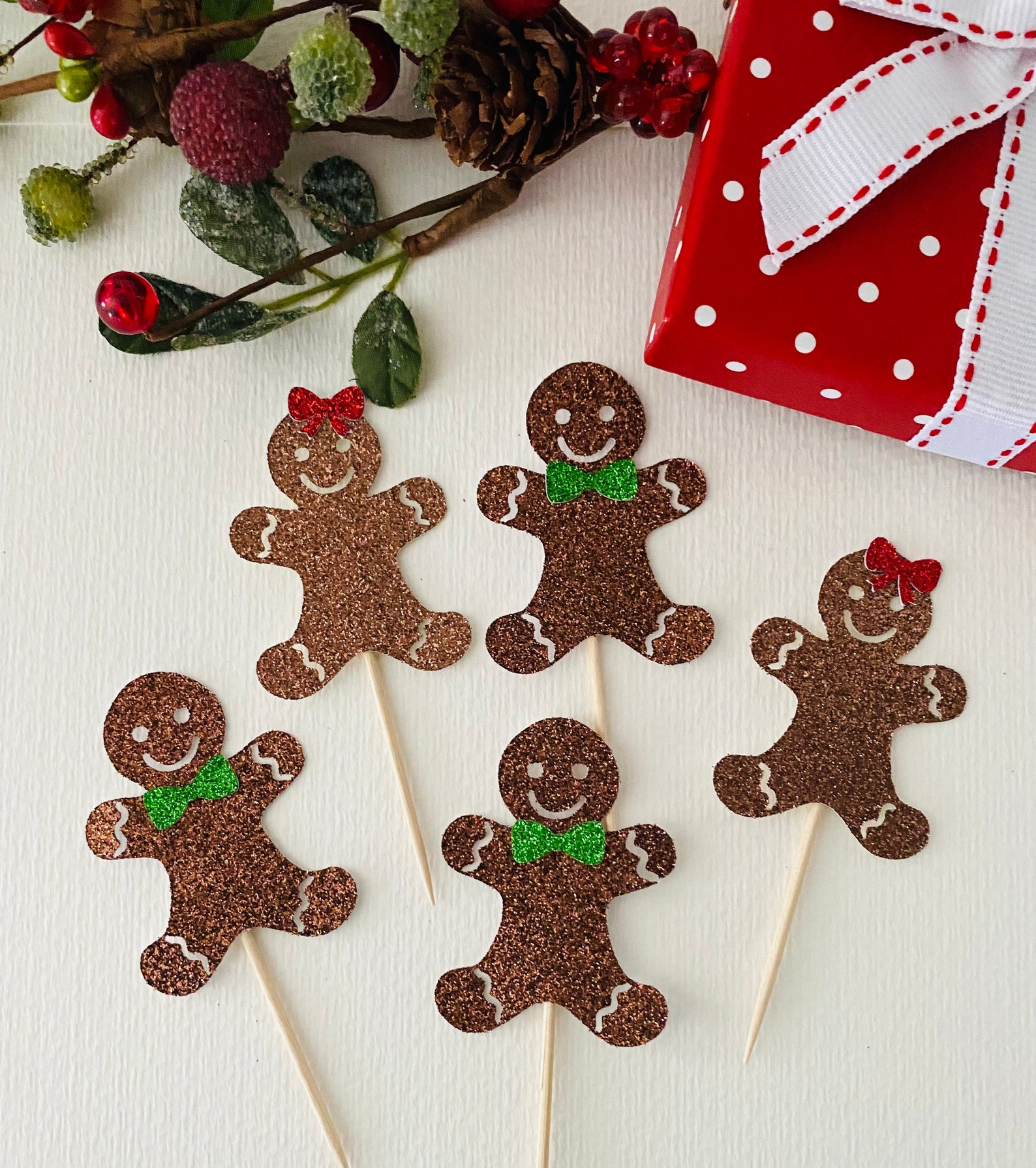 Gingerbread Man Gender Reveal Cupcake Topper Christmas Gender | Etsy