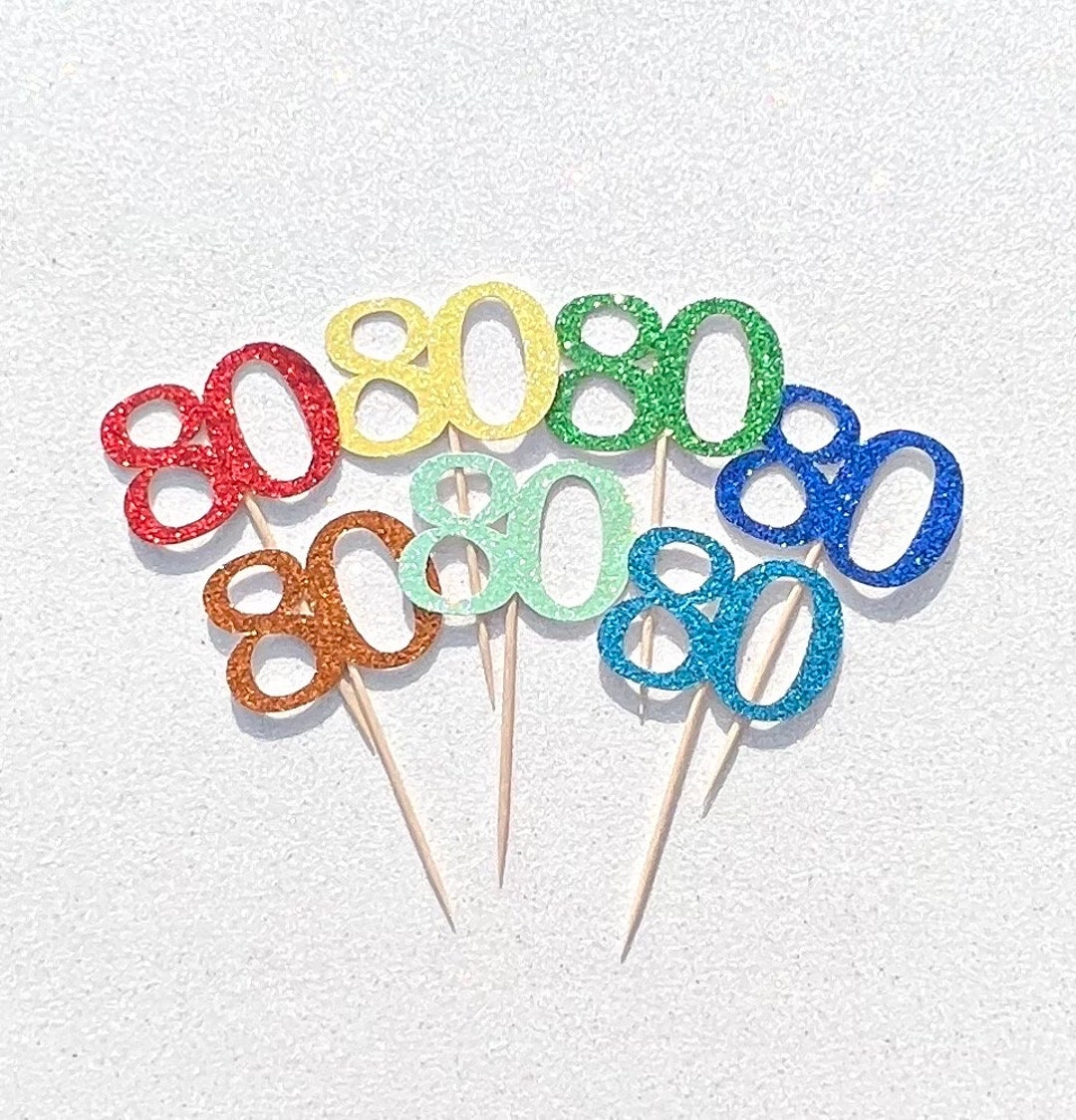 Number 80 Glitter Cupcake Toppers, Number 80 Food Picks, Number 80 ...