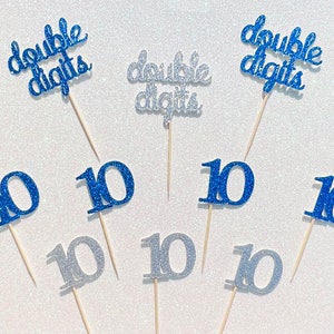 DOUBLE DIGITS 10th Birthday Cupcake Toppers, Double Digits Picks, 10th ...