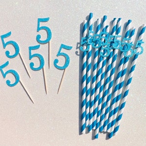 Number 5 Cupcake Topper, Glitter Number 5 Birthday Topper, Number 5 ...