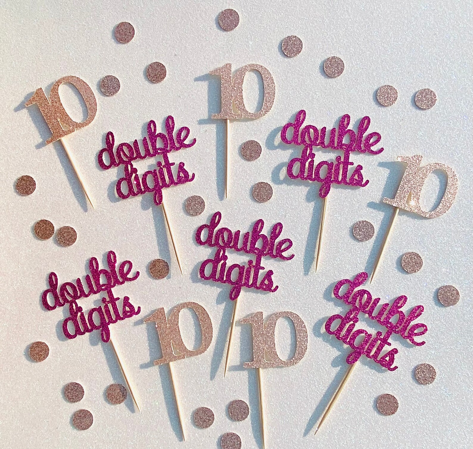Number 10 Cupcake Topper Glitter Number 10 Picks Happy - Etsy