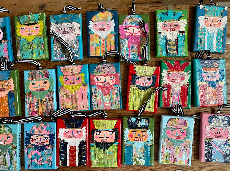 Abstract Nutcracker Portrait Painting: Whimsical Holiday Ornament (4'x6 ...
