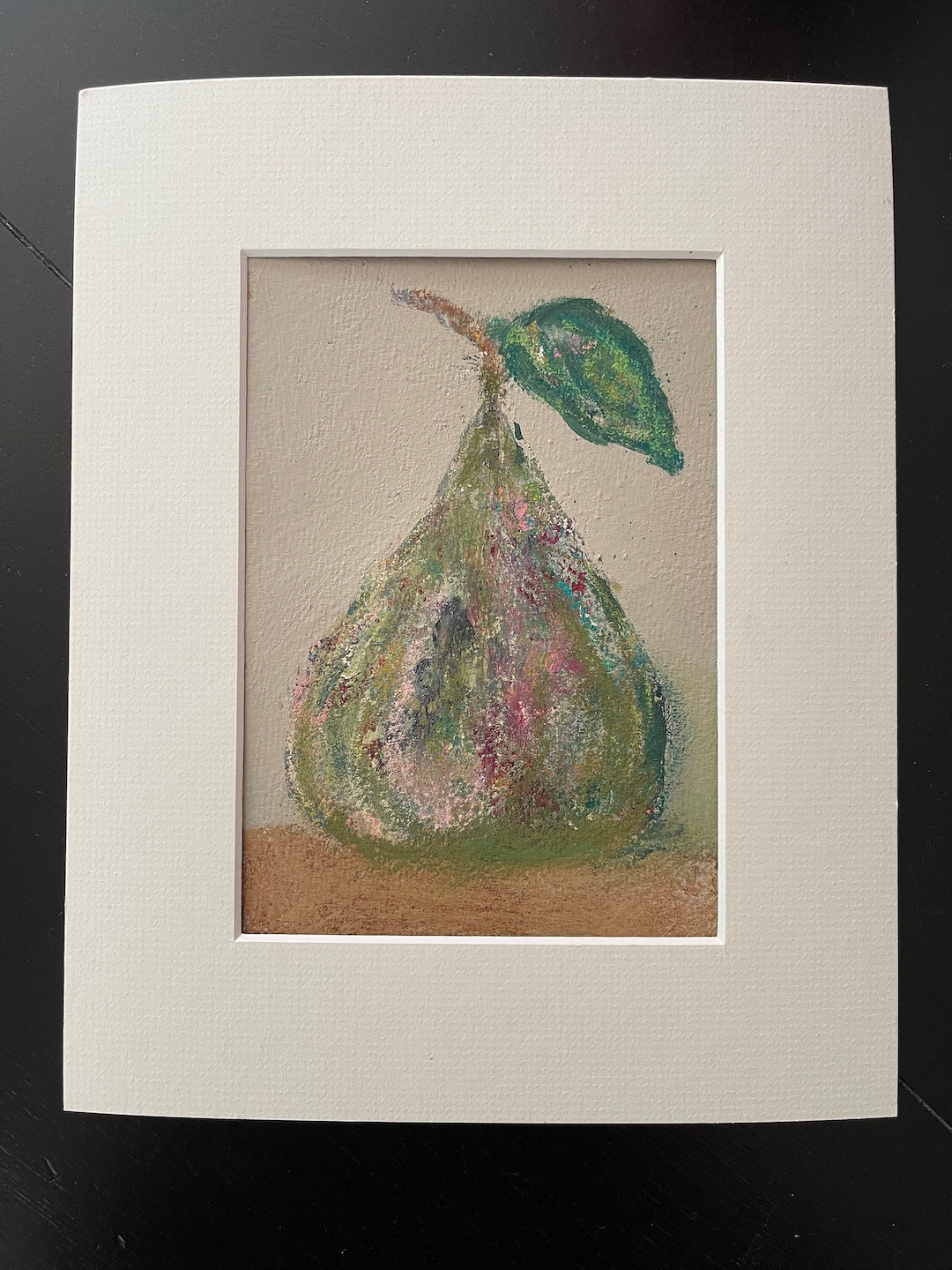 Original Pear Still Life Painting: Acrylic & Pastel, Matted 8x10 - Etsy